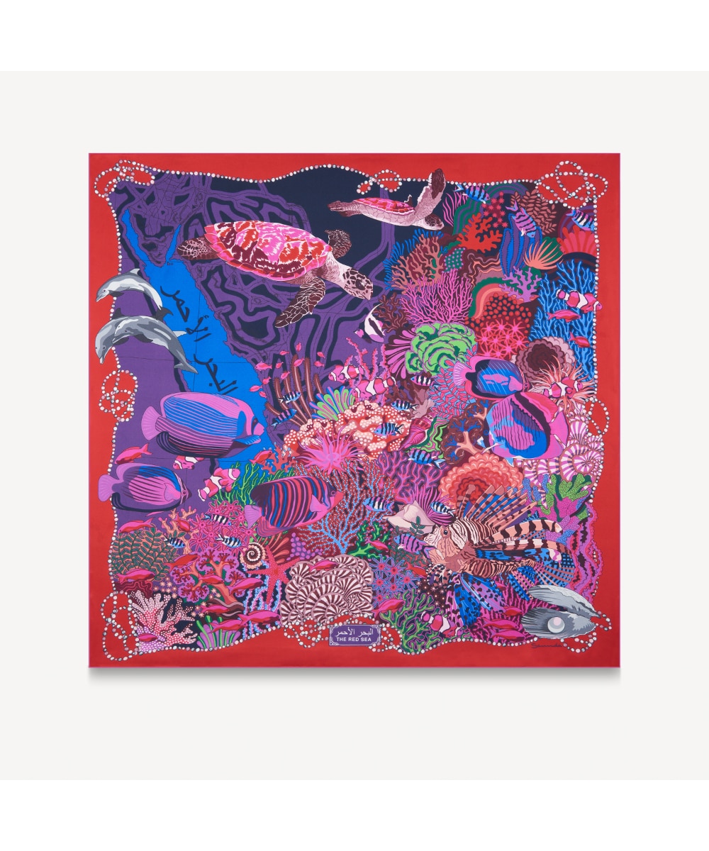 The Red Sea Scarf In Silk Samuda Luxury